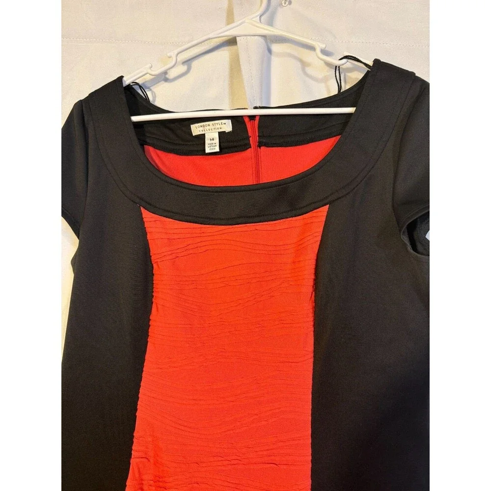 London Style | Dresses | Black Red Slimming Office Dress Statement ...